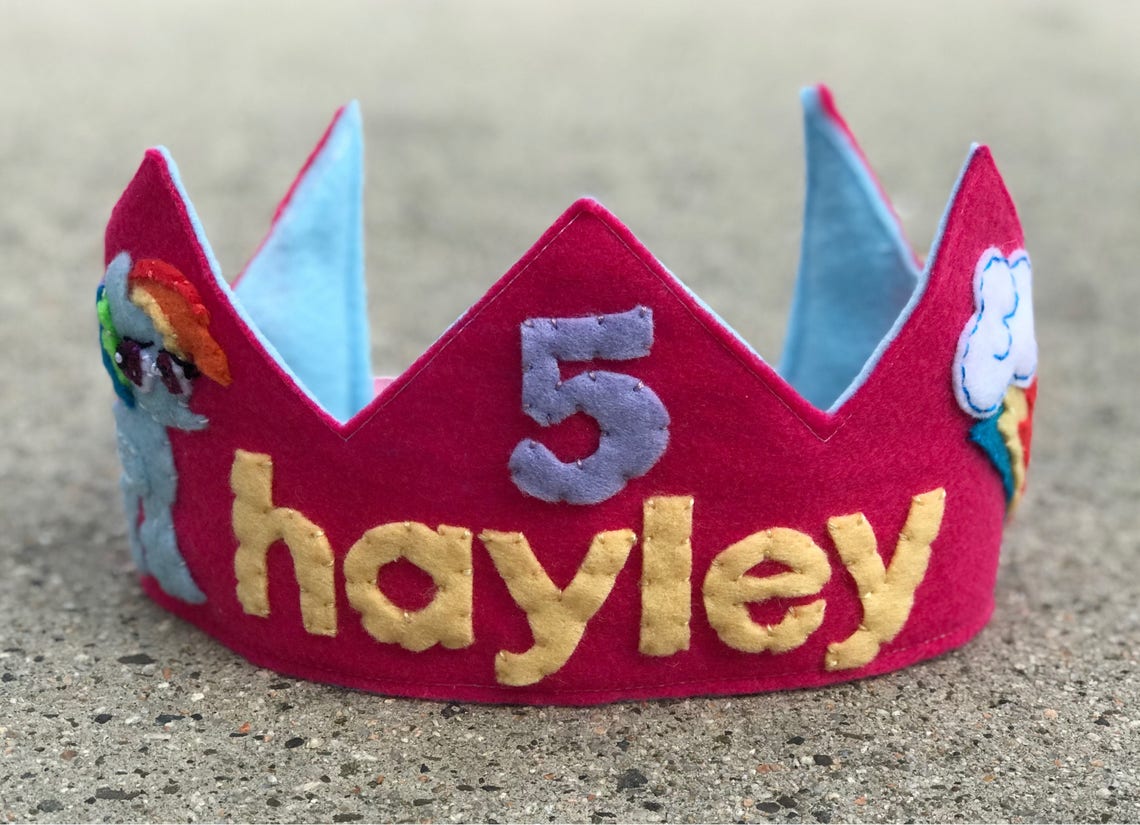 My Little Pony Themed Personalized Felt Birthday Crown - Rainbow Dash ...