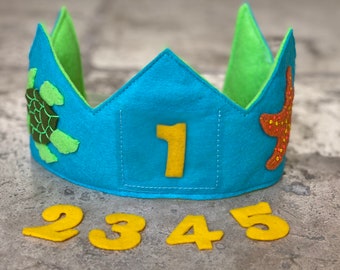 Personalized Felt Birthday Crown Multiple Numbers Balloon | Etsy