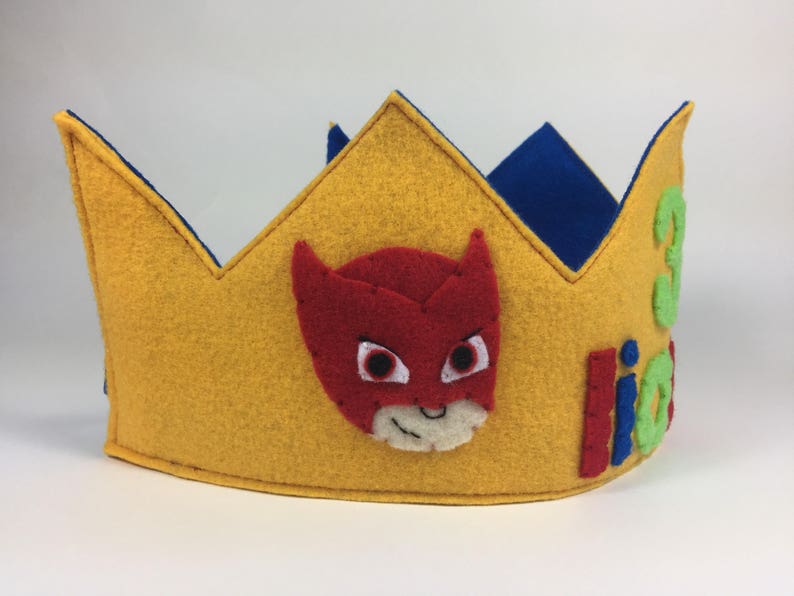 Personalized PJ Masks Felt Birthday Crown Catboy Gecko - Etsy