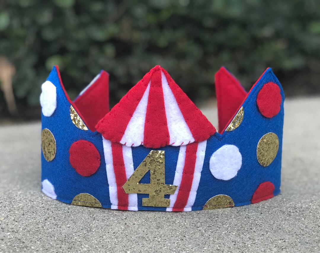 Carnival Themed Felt Crown - Felt Birthday Crown - Carnival Smash Cake ...