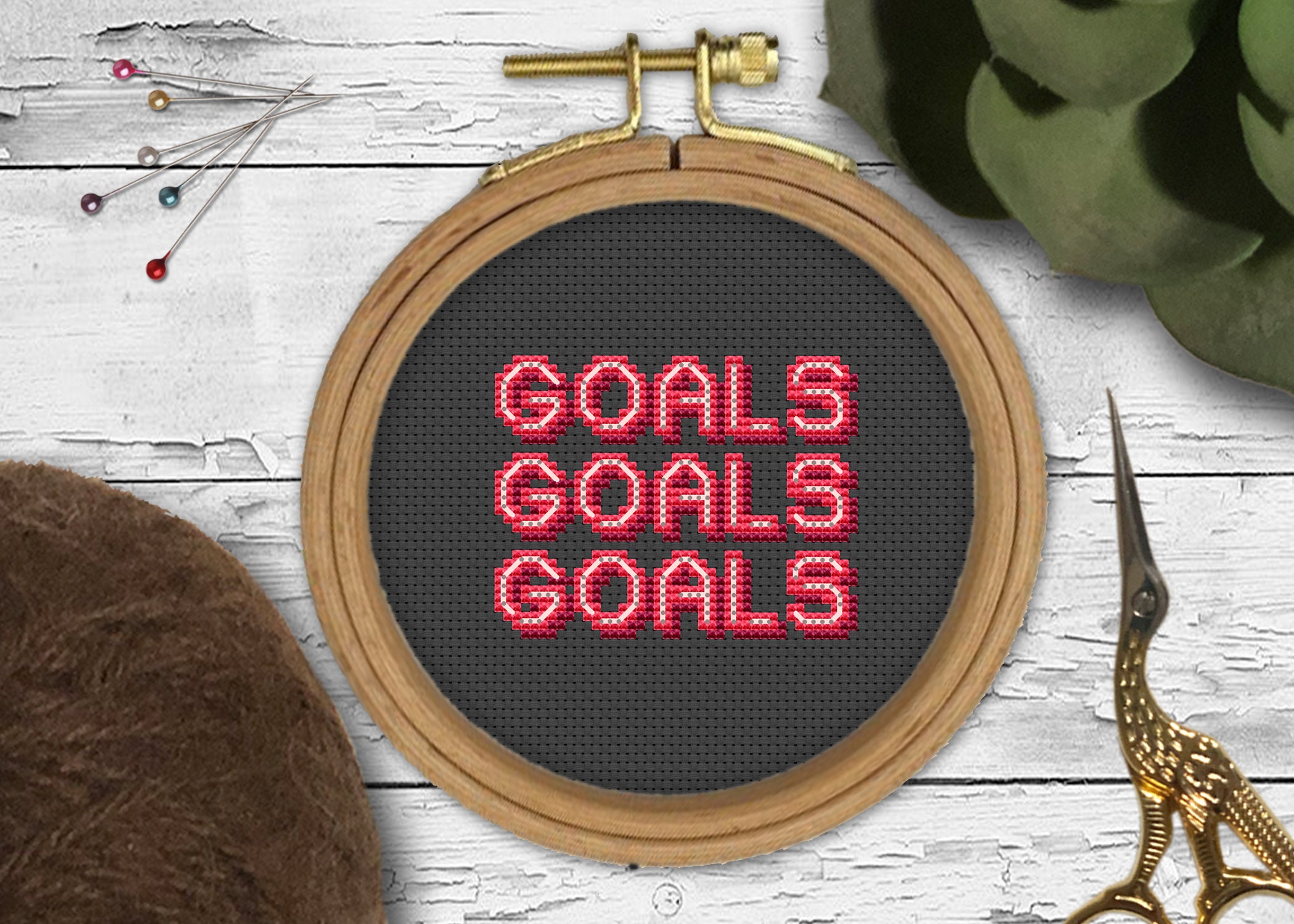 Goals Goals Goals Neon Cross Stitch Pattern PDF Fun | Etsy