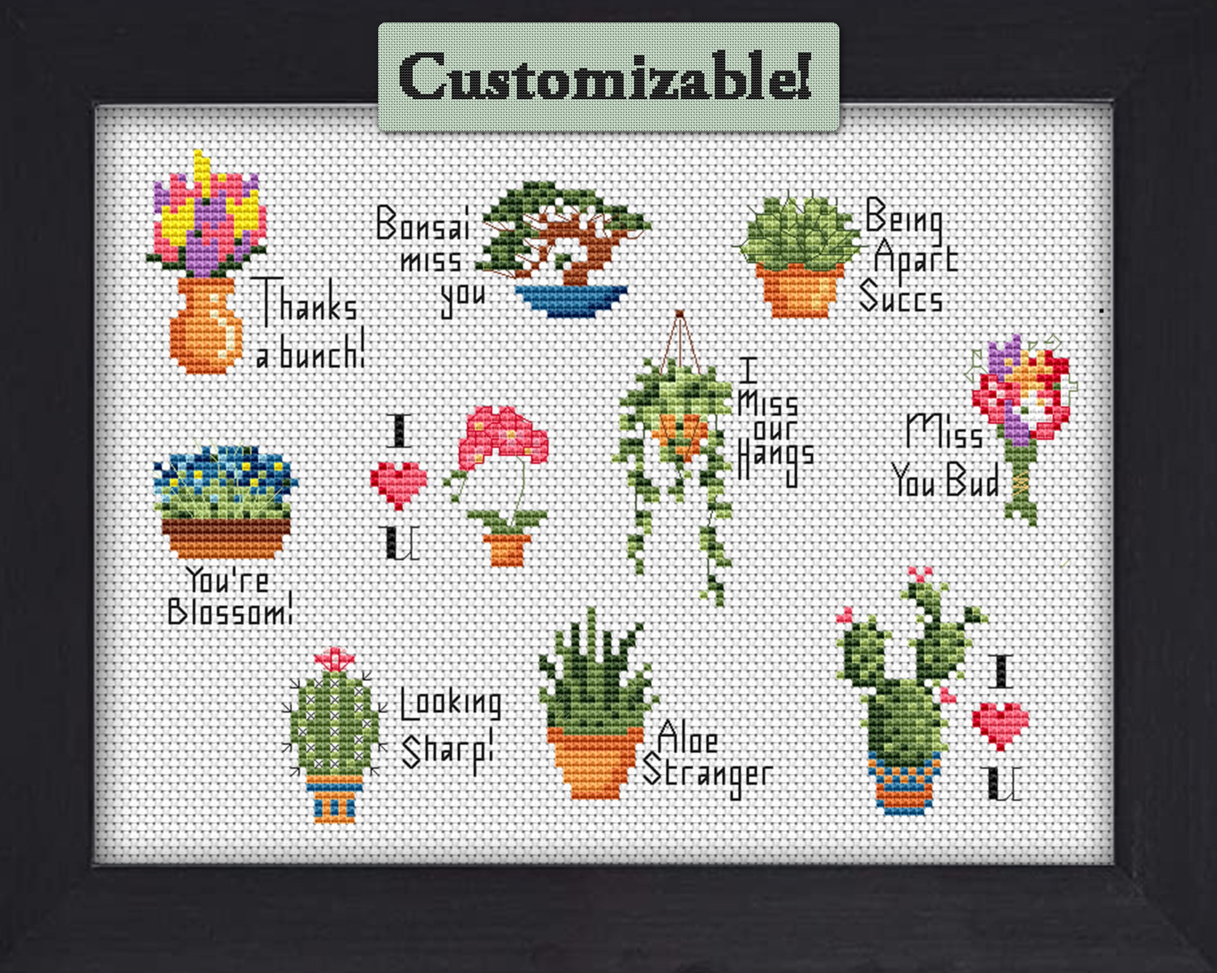 Little Punny Plants Cross Stitch Patterns PDF CUSTOMIZABLE | Etsy