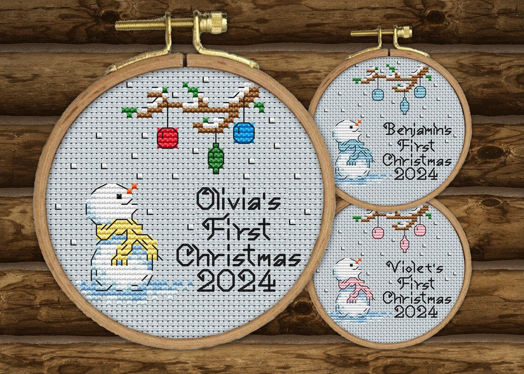 Baby's First Christmas Customizable and Personalized 4 CROSS STITCH ...