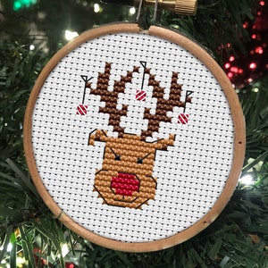 Christmas 2024 Reindeer 4x2 Ornament CROSS STITCH PATTERN Pdf Silly ...