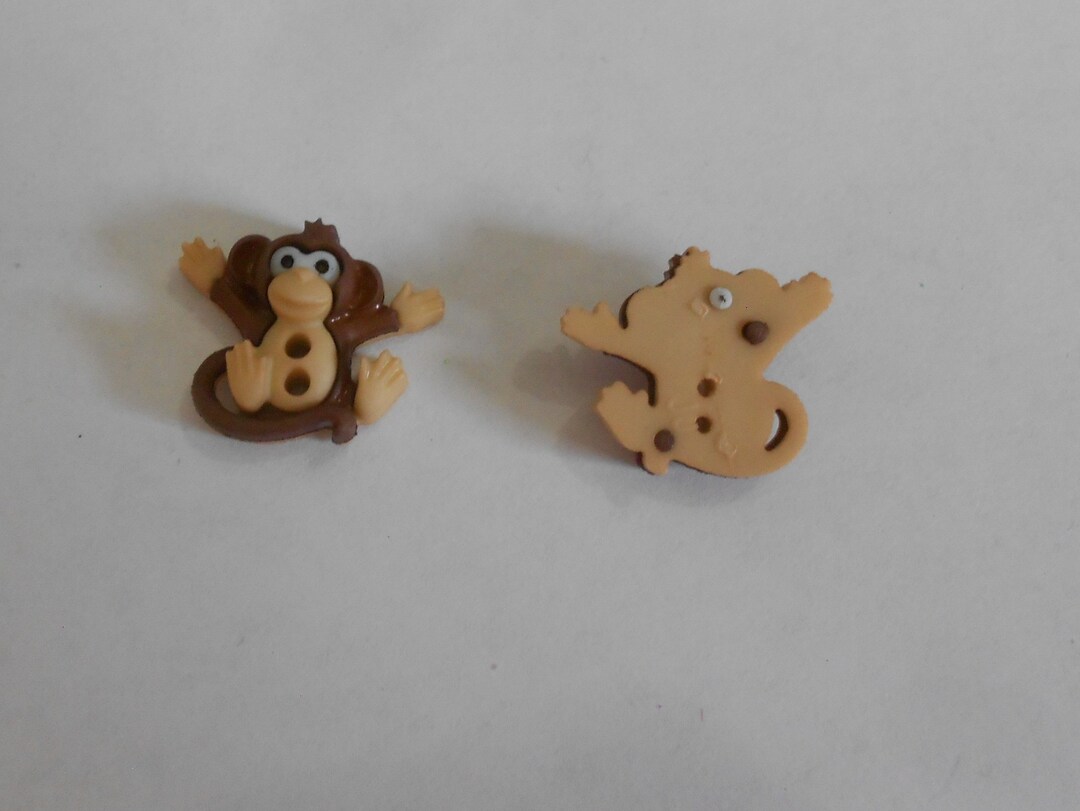 Novelty Button - CUTE MONKEY (sew-thru) 3/4" - Etsy