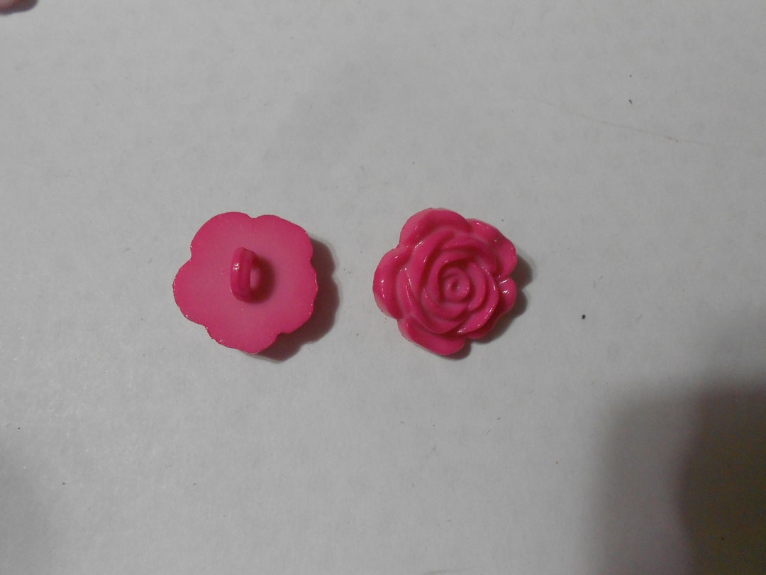 Novelty Button - FLOWER - ROSE - Bright Pink 3/4" - Etsy