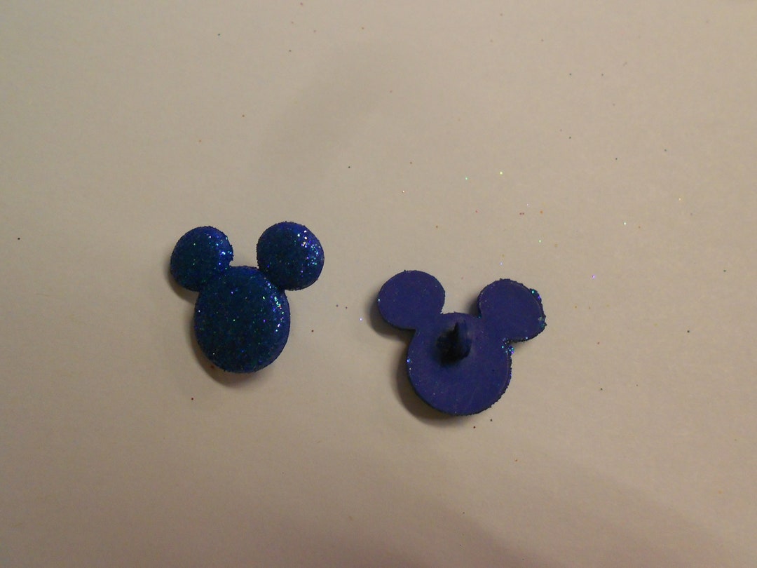 Novelty Button - Mickey Mouse Head - Glitter Blue 15/16" - Etsy