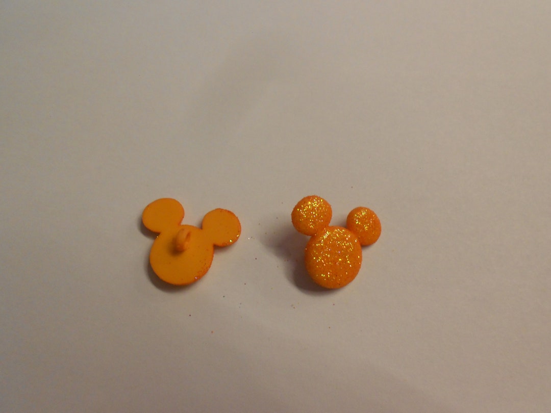 Novelty Button - Mickey Mouse Head - Glitter Orange 15/16" - Etsy