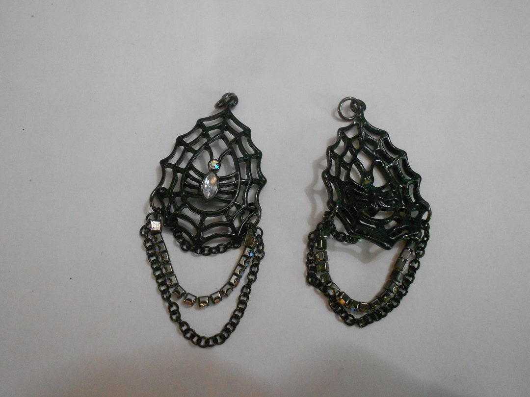 Pendant or Charm - Teardrop Spider Web W/"crystal" Spider 2.5" X .88 ...