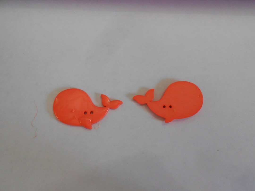 Novelty Button - WHALE - Orange (sew Thru) 1 1/2" - Etsy