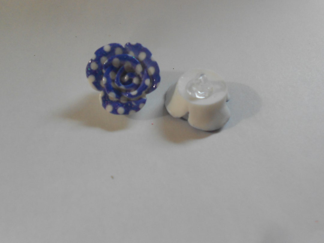 Novelty Button - POLKA DOT FLOWER - Blue 3/4" - Etsy