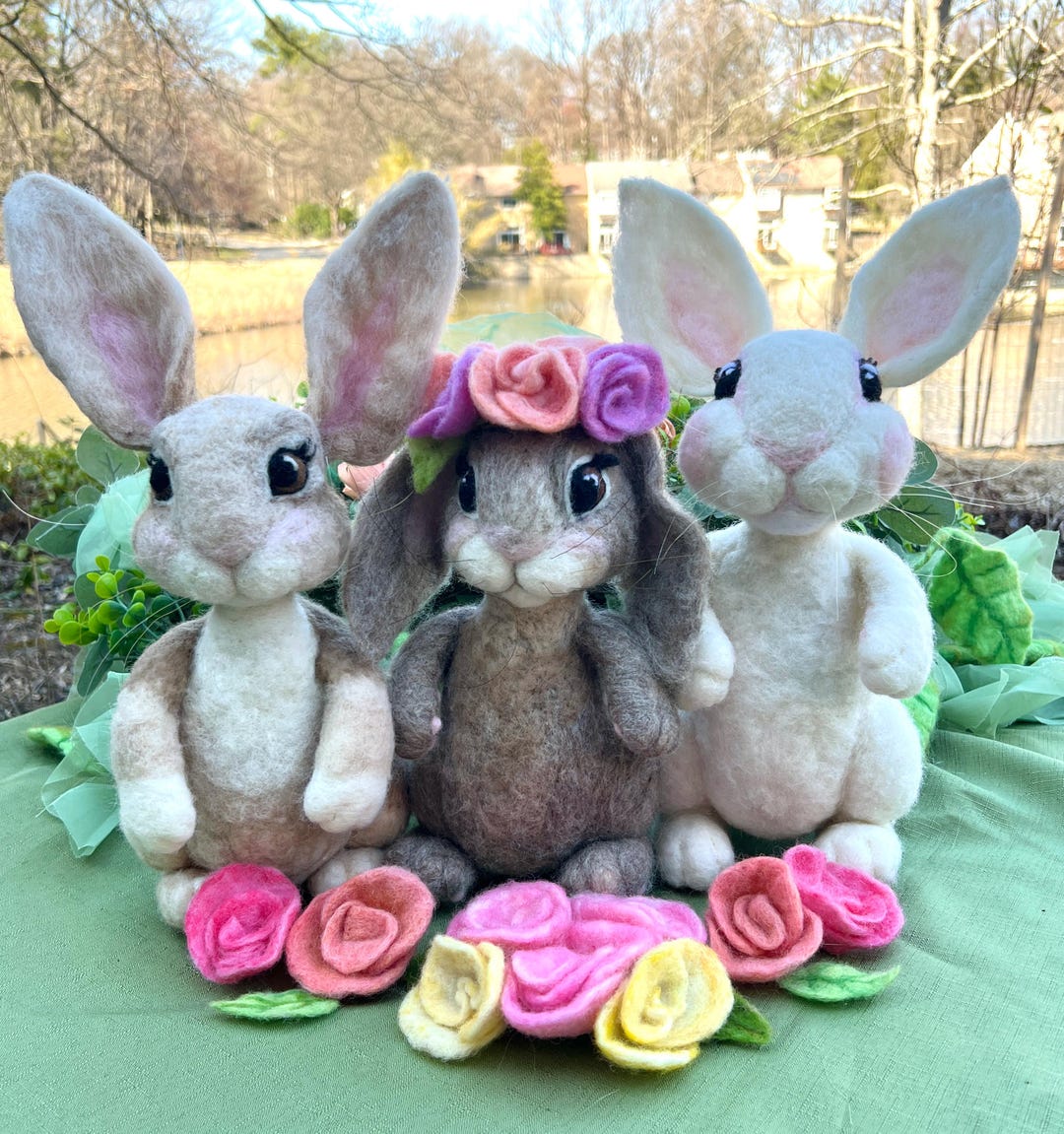 Custom Made to Order Needle Felted Bunny Rabbit in Choice of Colors and ...
