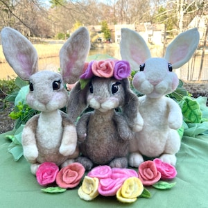 Lifesize Needle Felted Bunny Rabbit in Natural Tawny Light Brown Gray ...