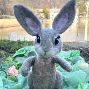 Lifesize Needle Felted Bunny Rabbit in Natural Tawny Light Brown Gray ...
