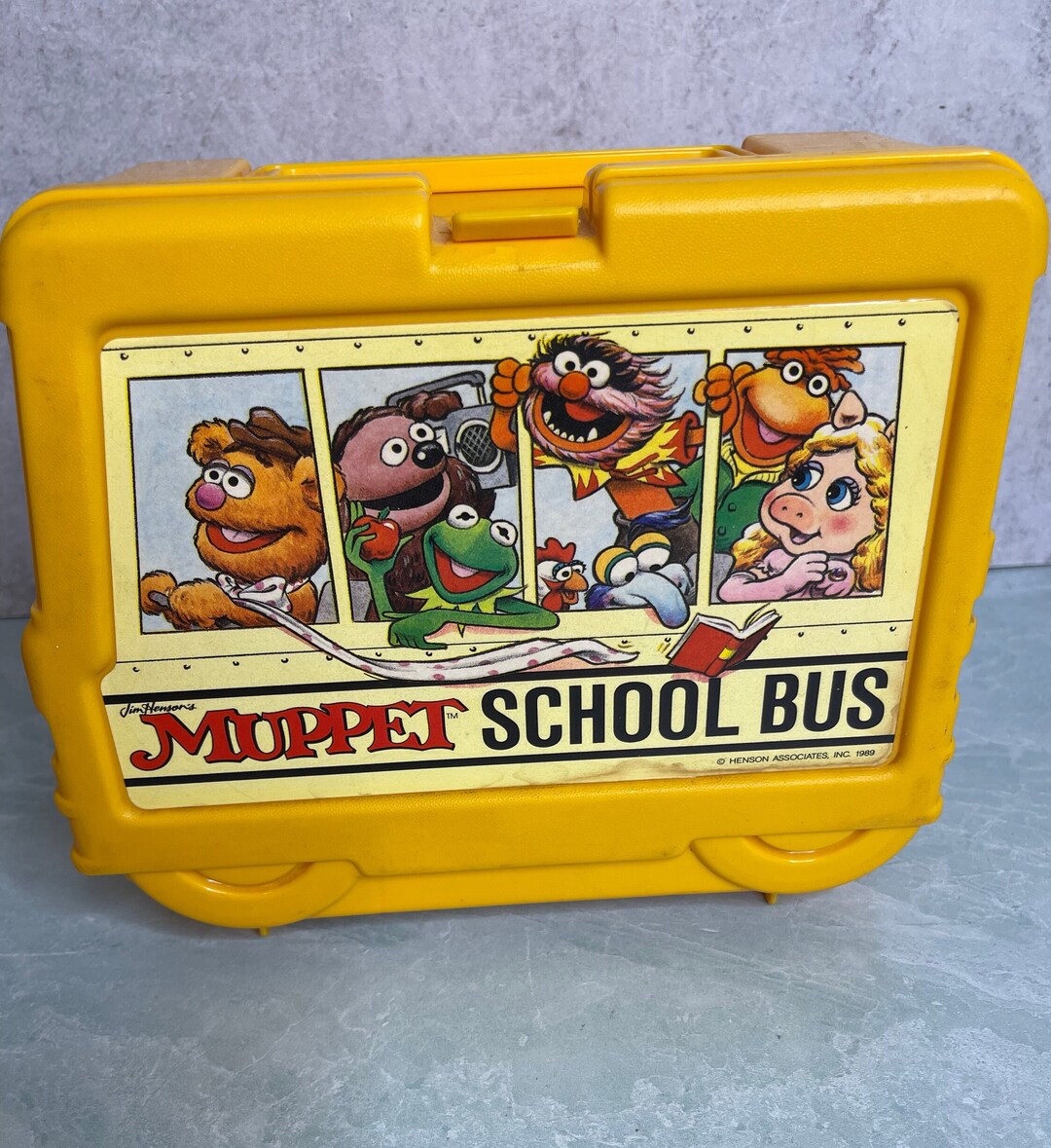 Vintage 1989 Muppets School Bus Lunch Box Only Plastic Kermit Fozzie ...