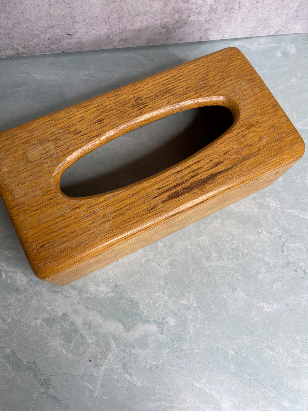 Vintage Wooden Wood Oak Tissue Box Cover Rectangle Bathroom Country ...