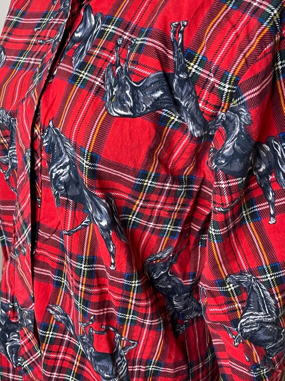 Vintage Roper Red plaid Black horse cowboy button dow… - Gem