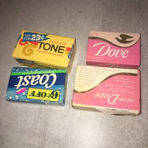 4 Vintage Bar Soaps soap Tone Dove pink gold foil Coast new | Etsy
