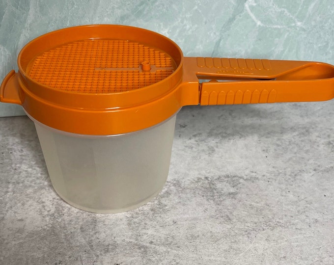 VINTAGE 3 Piece TUPPERWARE Orange Sifter "sift-it" #1493-8 Flour ...