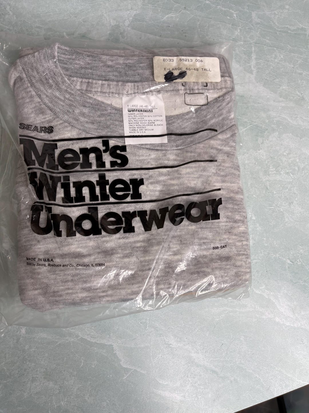New Vintage Sears Mens Winter Underwear Winterskins Gray Size XL 46-48 ...