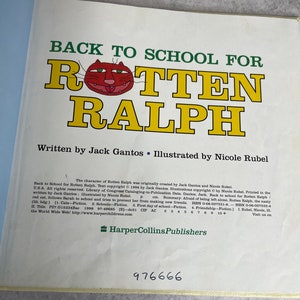 Vintage 1998 Back to School for Rotten Ralph Book Hardcover - Etsy