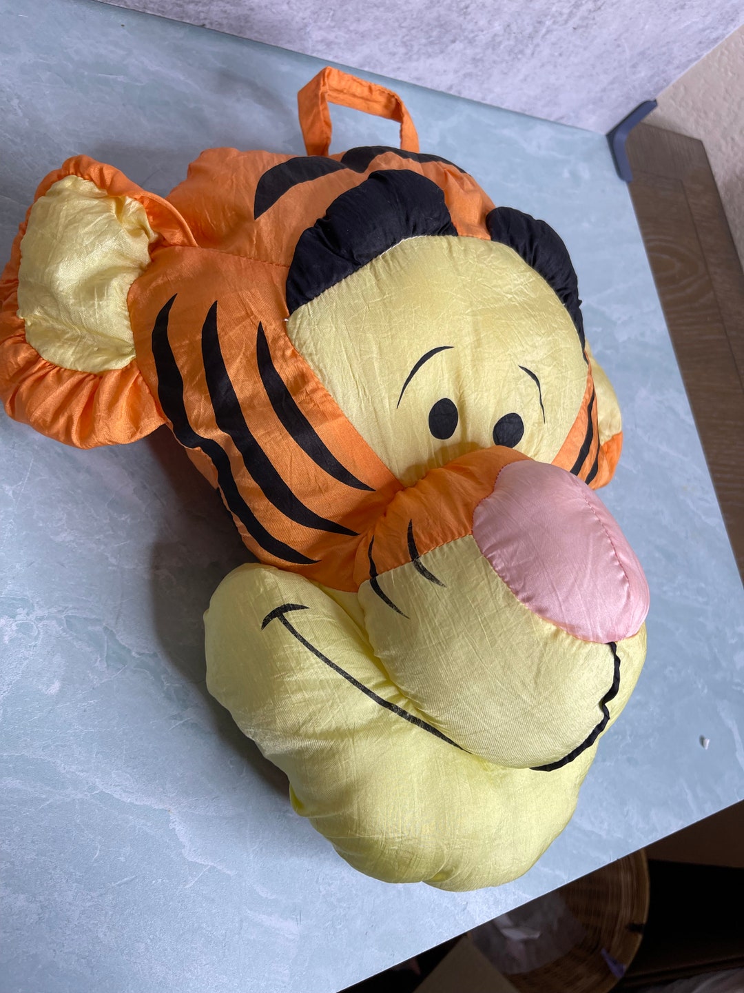 VINTAGE 90s Disney Pooh Tigger Head Face Nylon Large Pillow Plush 16 X ...