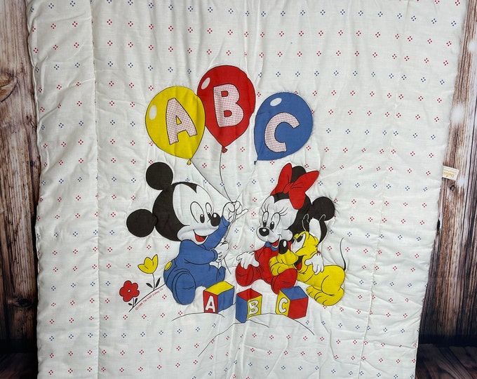 Vintage 1984 Dundee Disney Baby Quilt Blanket Mickey Minnie Mouse ...