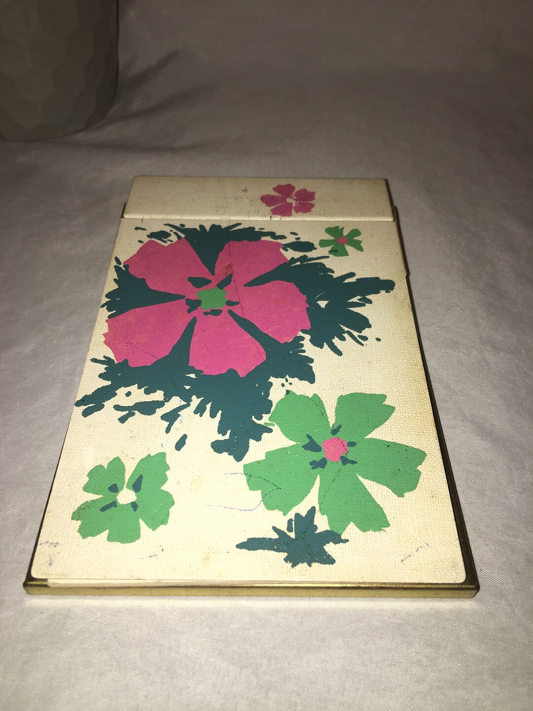 Vintage 1950s Park Sherman Brass Floral Habiscus Desktop Notepad Memo ...
