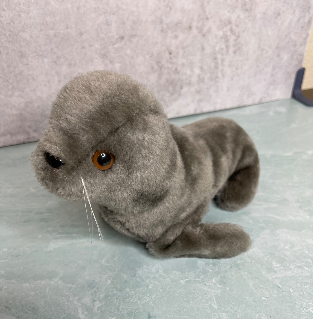 Vintage 1976 R. Dakin & Co Gray Seal Plush Stuffed Animal Korea 10" - Etsy
