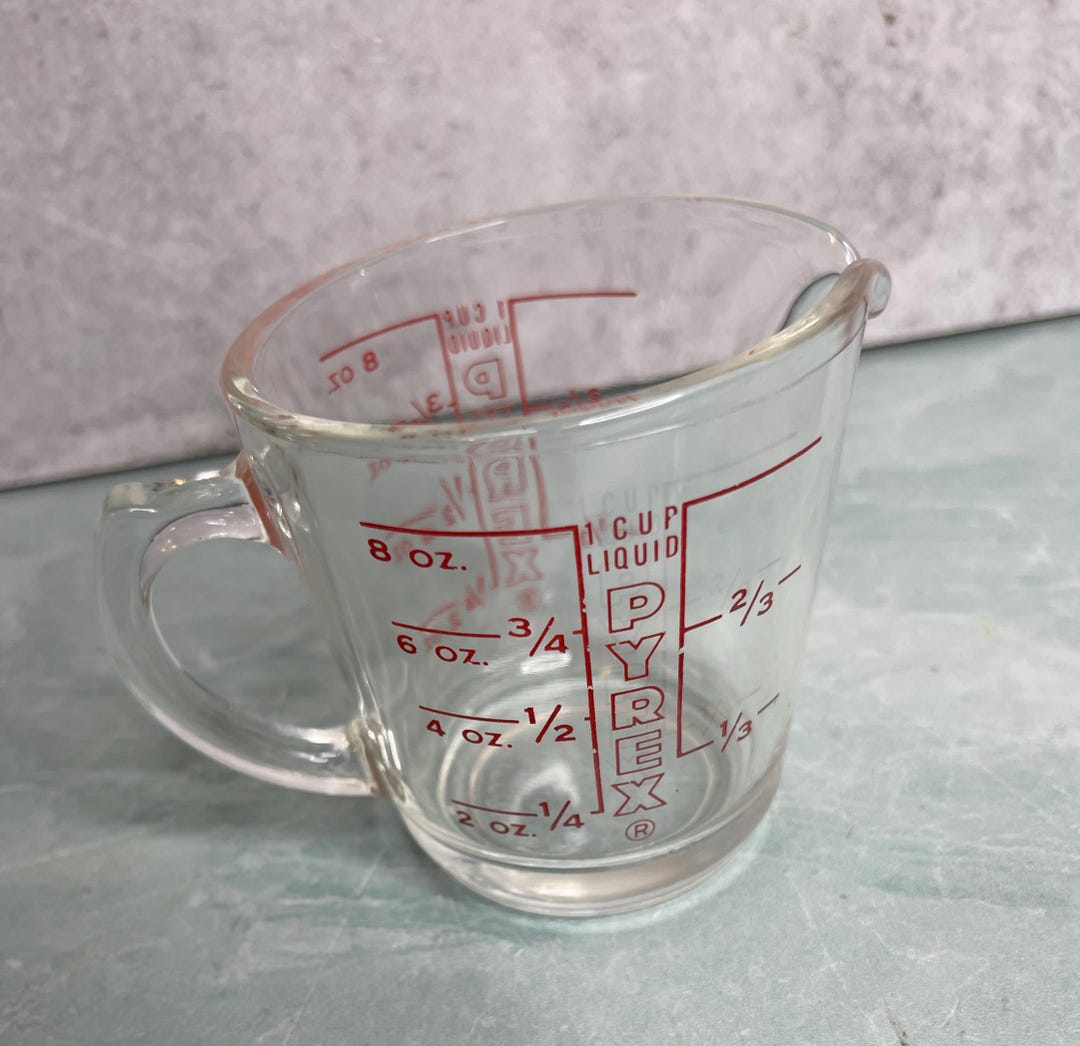 Rare Vintage Pyrex 508 Glass Measuring Cup Red Letters D Handle One Cup ...