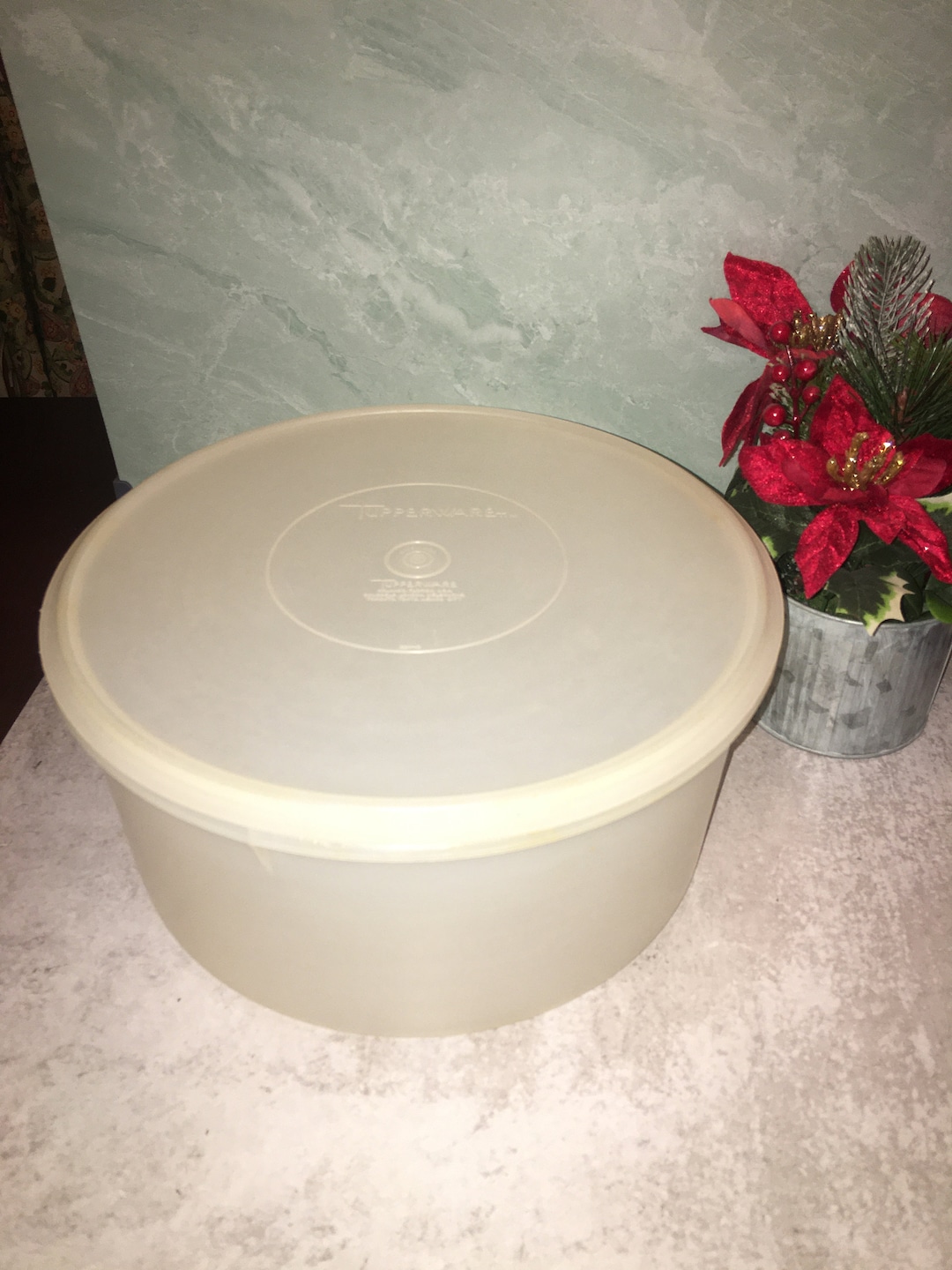 VINTAGE TUPPERWARE Large Round Container #256 Carry All Cake Taker W ...