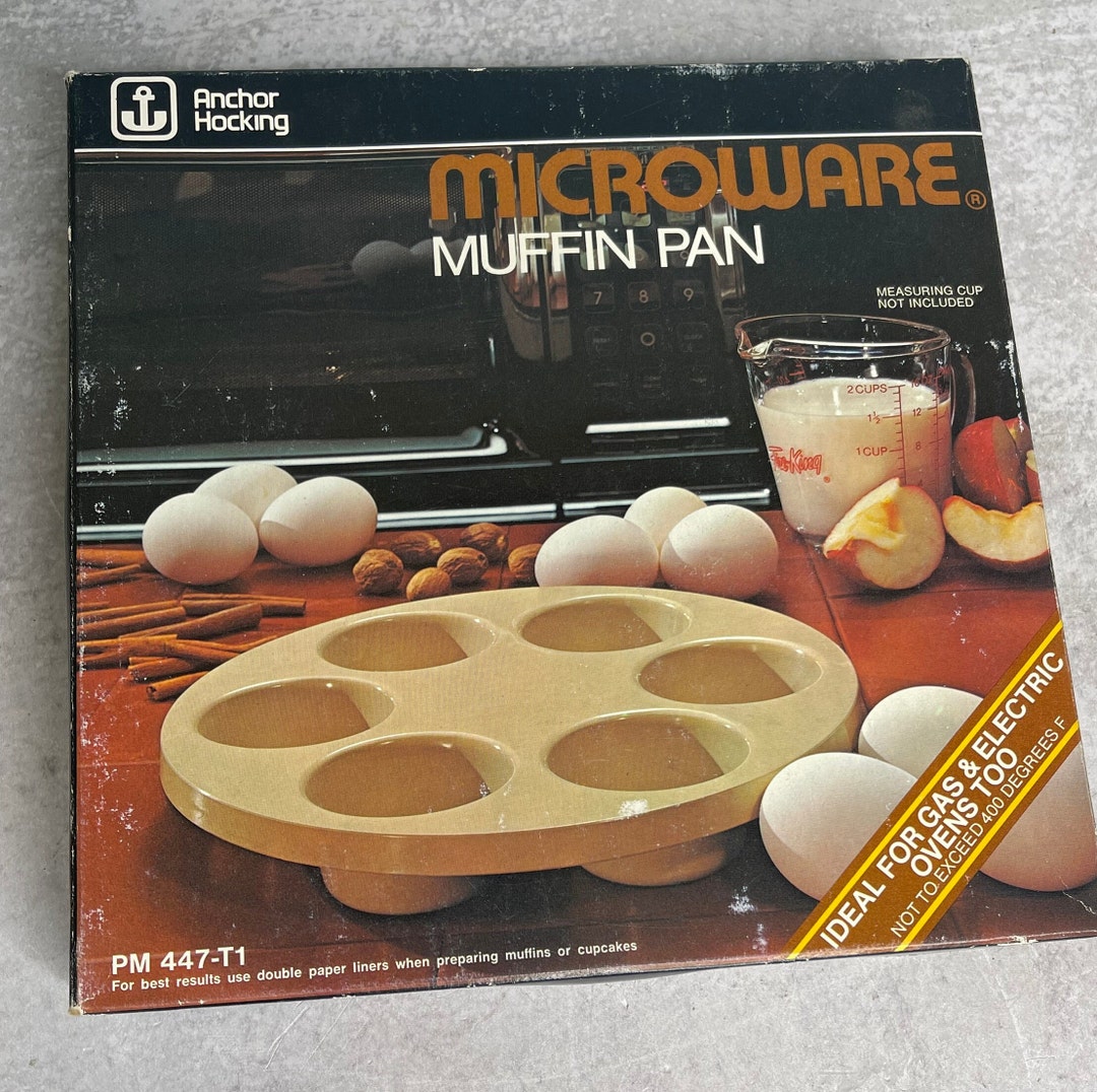 New Vintage Anchor Hocking Microware Muffin Pan PM 447-T1 Microwave ...
