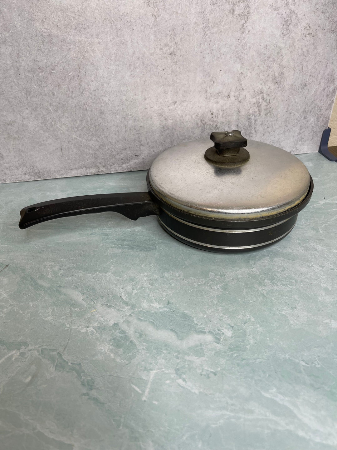 Vintage Miracle Maid Cookware 8" Sauce Fry Pan With Cover Striped West ...