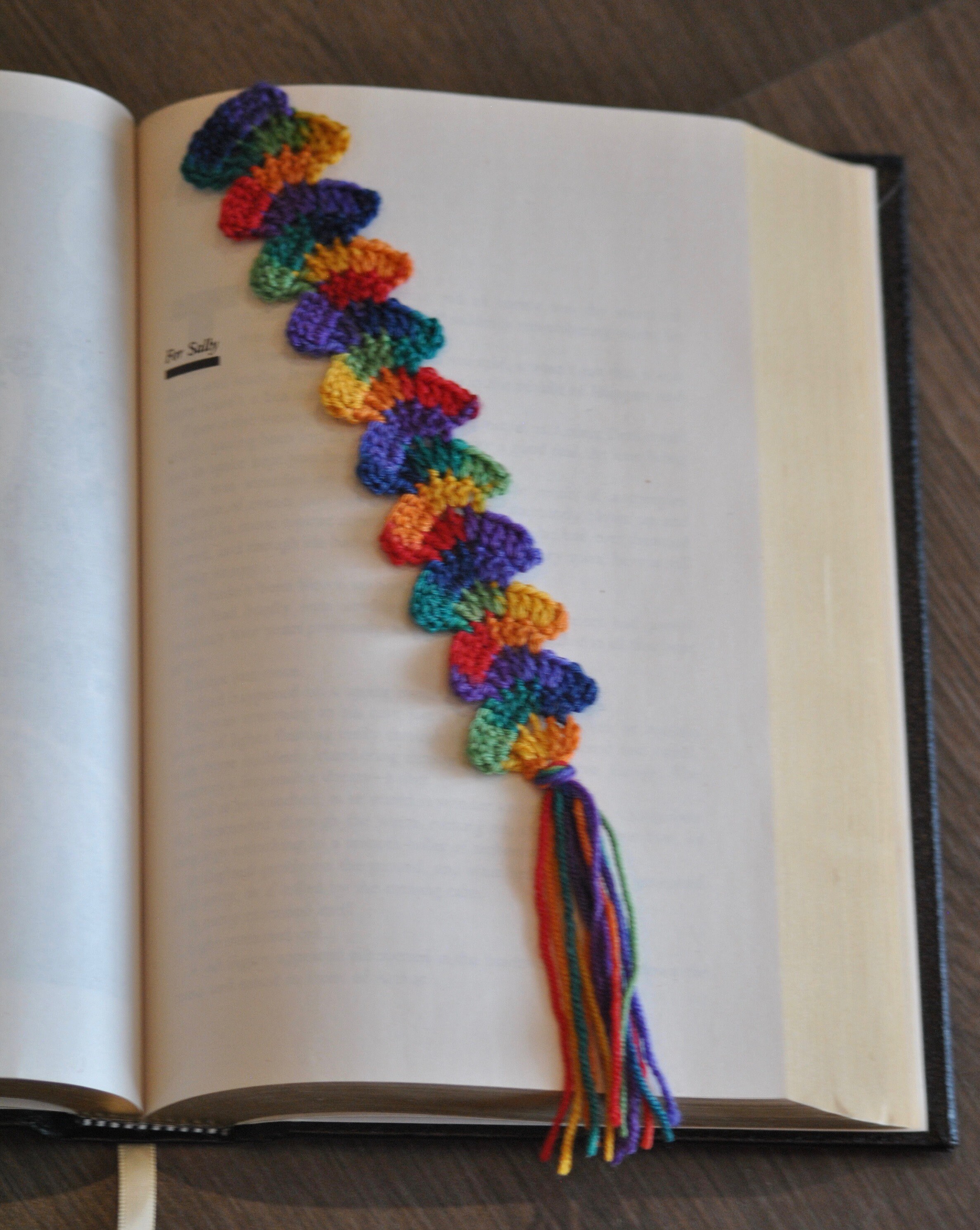 Hand Crocheted Fan Bookmark with Tassel Blue/Green/Purple | Etsy