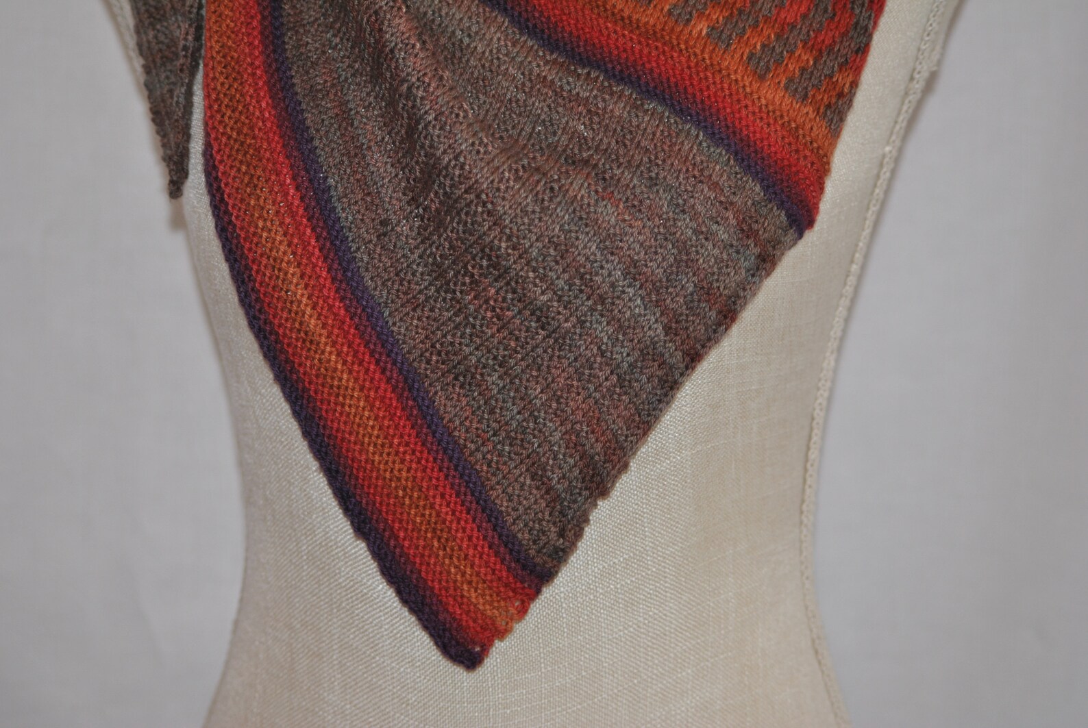 Hand Knit Delicate Asymmetrical Triangle Shawl - Fall Colors - Gradient ...