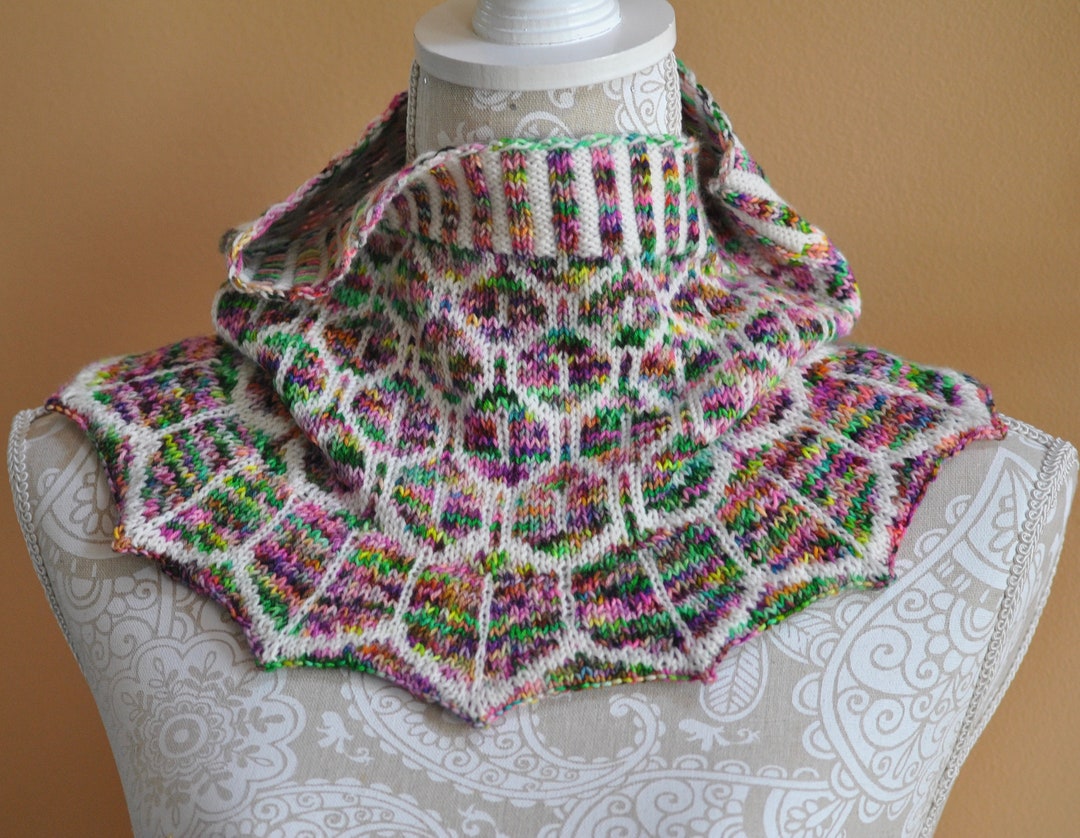 Hand Knit Fair Isle Cowl: Rainbow Feather Merino Wool Neck Warmer - Etsy