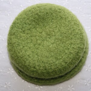 Felted Wool Bowl, Crocheted Handmade Fold Over Brim Bowl, Spring Green ...