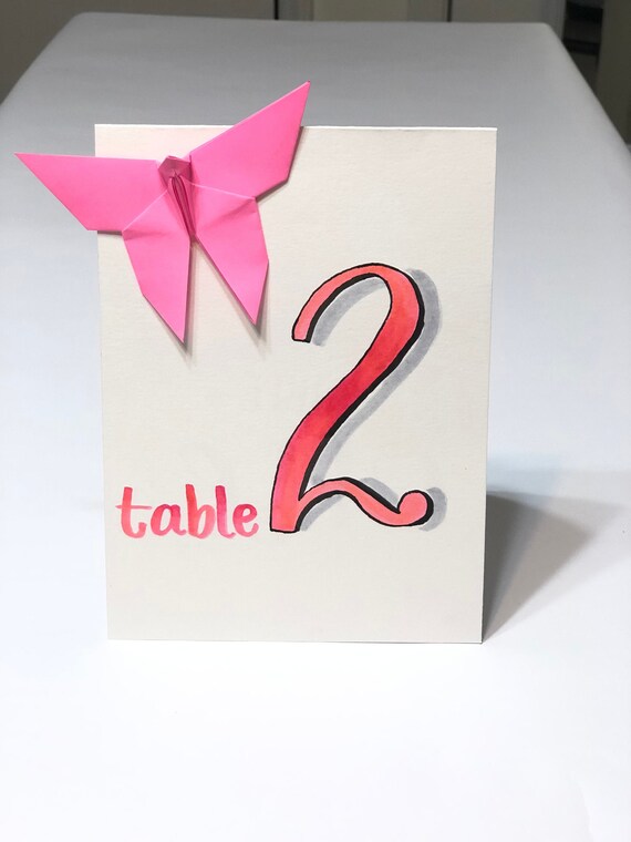 Wedding Table Numbers Origami Butterfly Watercolor | Etsy