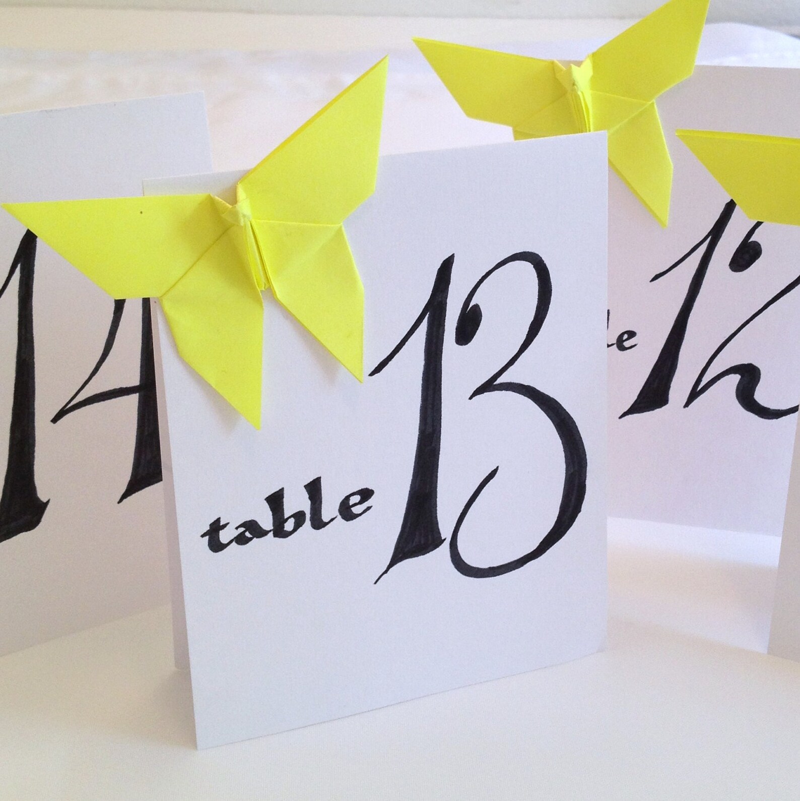 Wedding Table Numbers Origami Butterfly Watercolor | Etsy