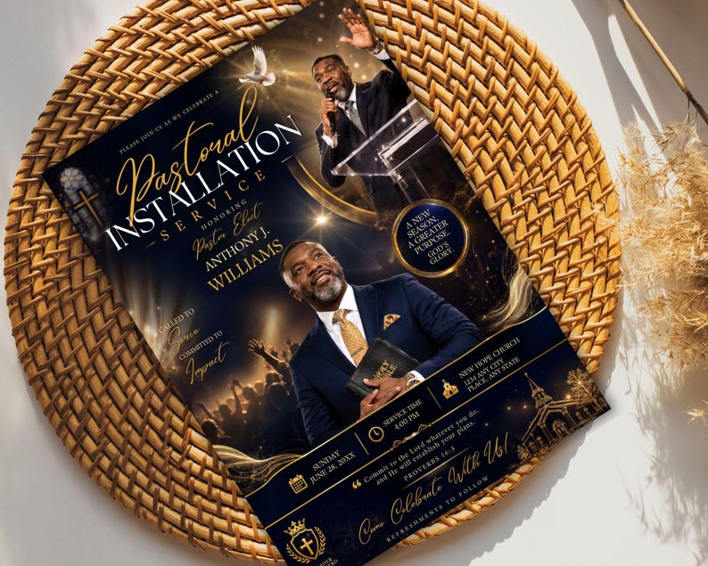 Pastoral Installation Church Program Canva Template-editable Bifold ...