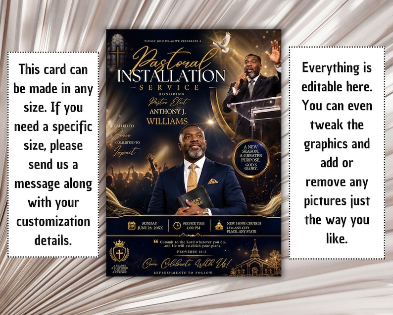 Pastoral Installation Church Program Canva Template-editable Bifold ...