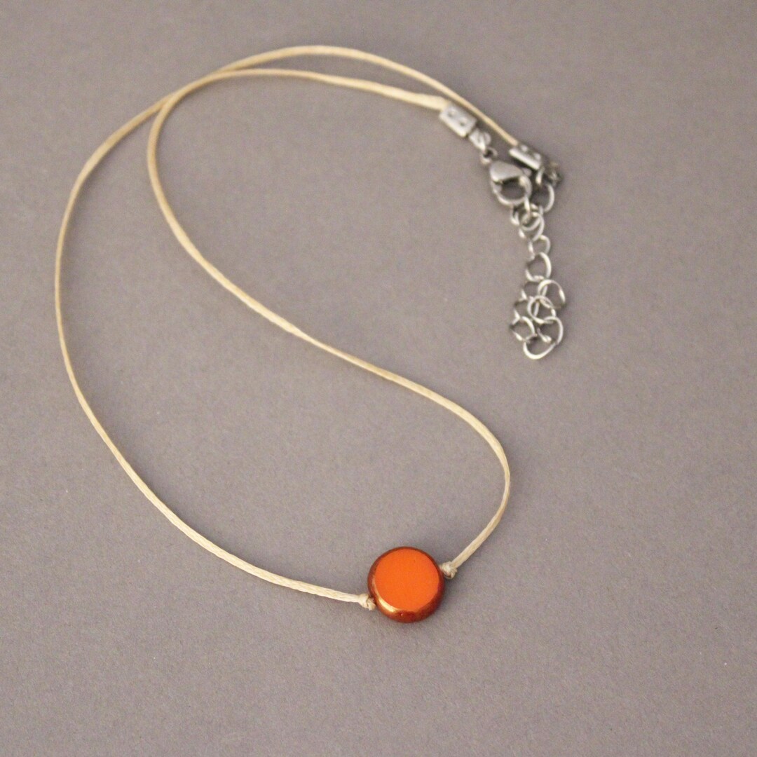 Orange Dot Choker, String Choker, Boho Necklace, Cord Choker,czech ...