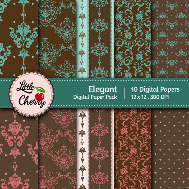 Elegant 10 printable Digital Scrapbooking papers 12 x12 | Etsy