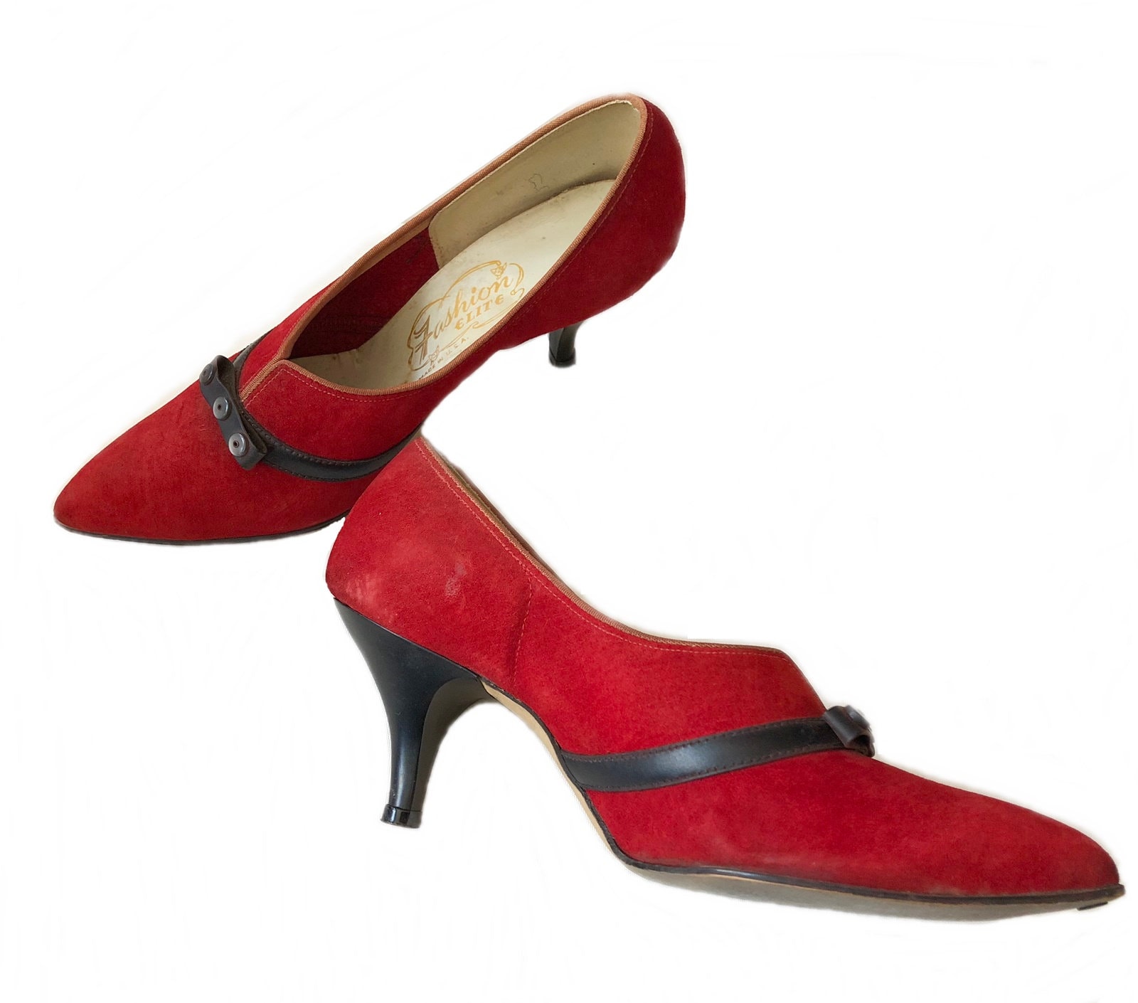 Vintage 50s red suede kitten heels 1950s red shoes Fashion | Etsy