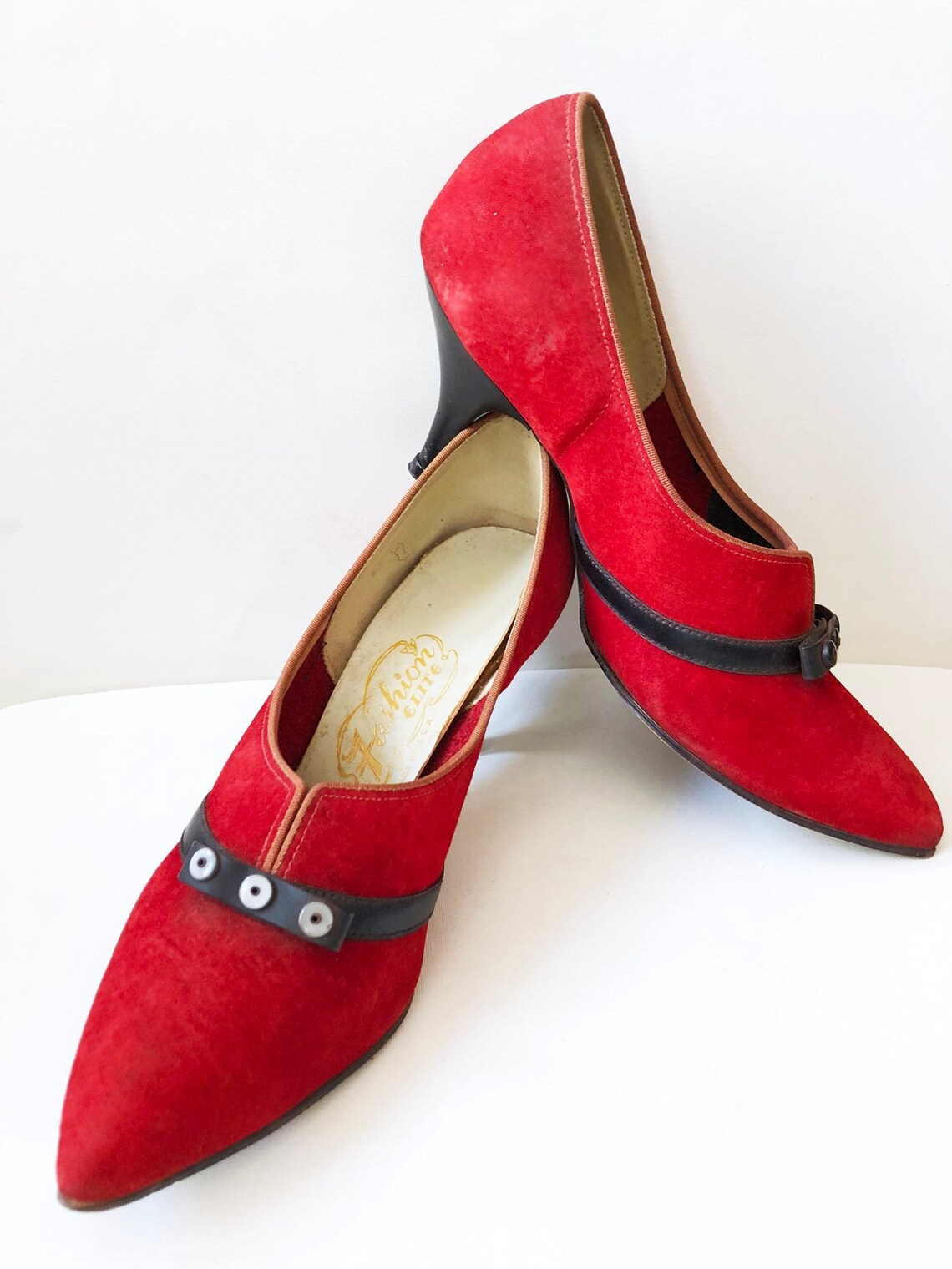 Vintage 50s Red Suede Kitten Heels 1950s Red Shoes Fashion - Etsy