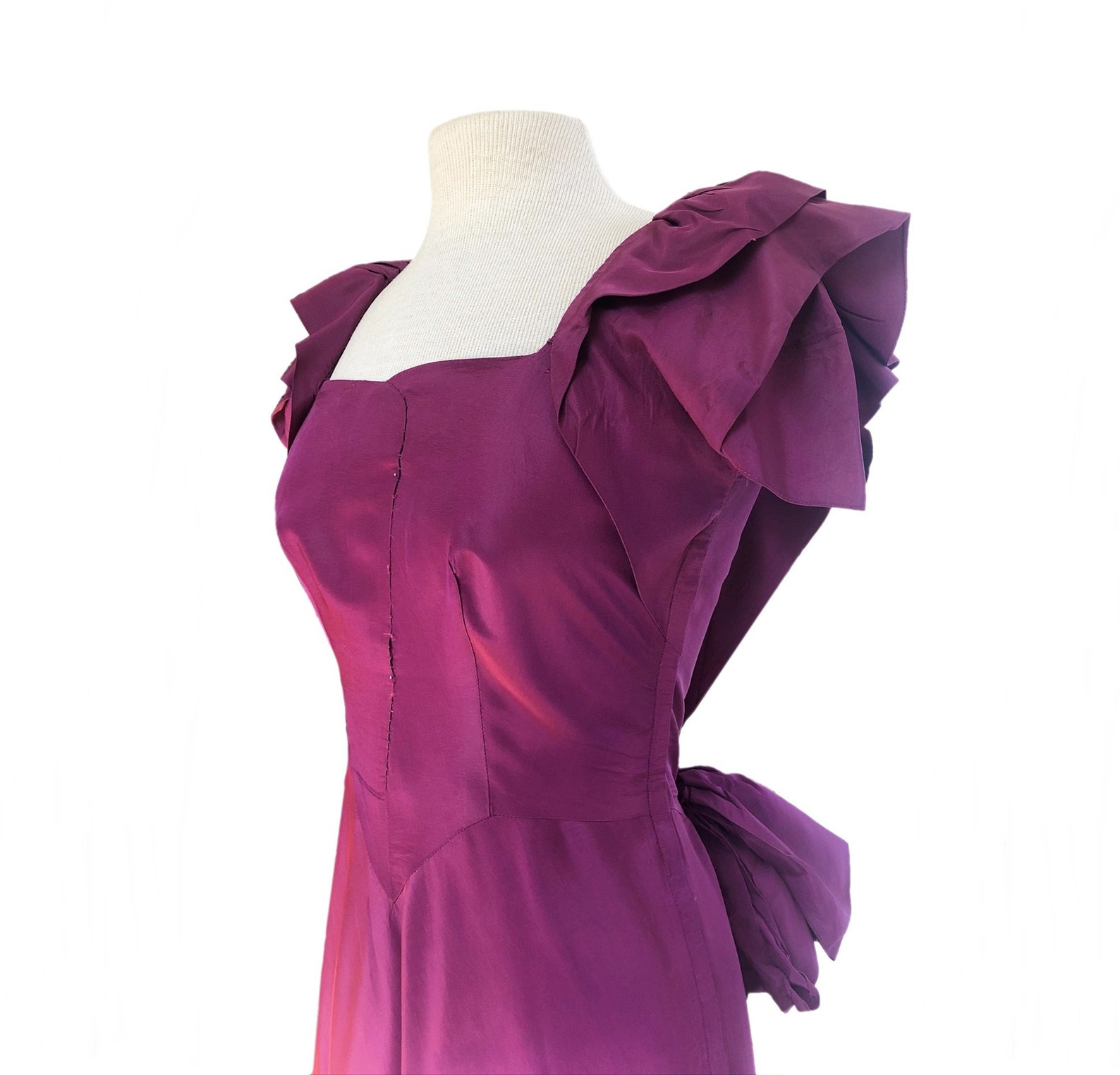 Vintage 1930s Magenta Maxi Gown/ Victorian Revival Bustle | Etsy