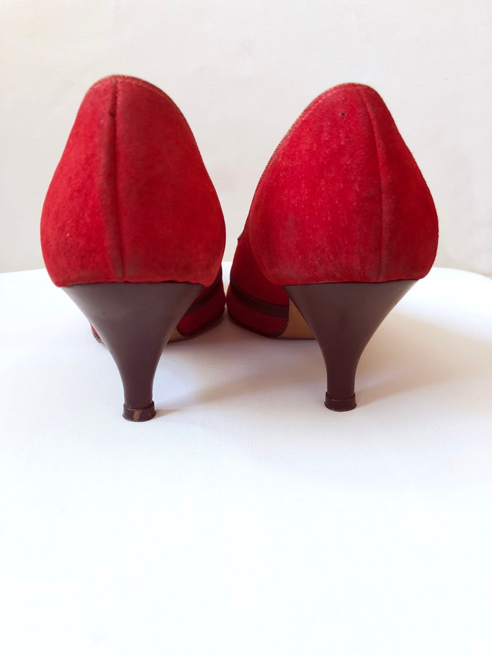Vintage 50s Red Suede Kitten Heels 1950s Red Shoes Fashion - Etsy
