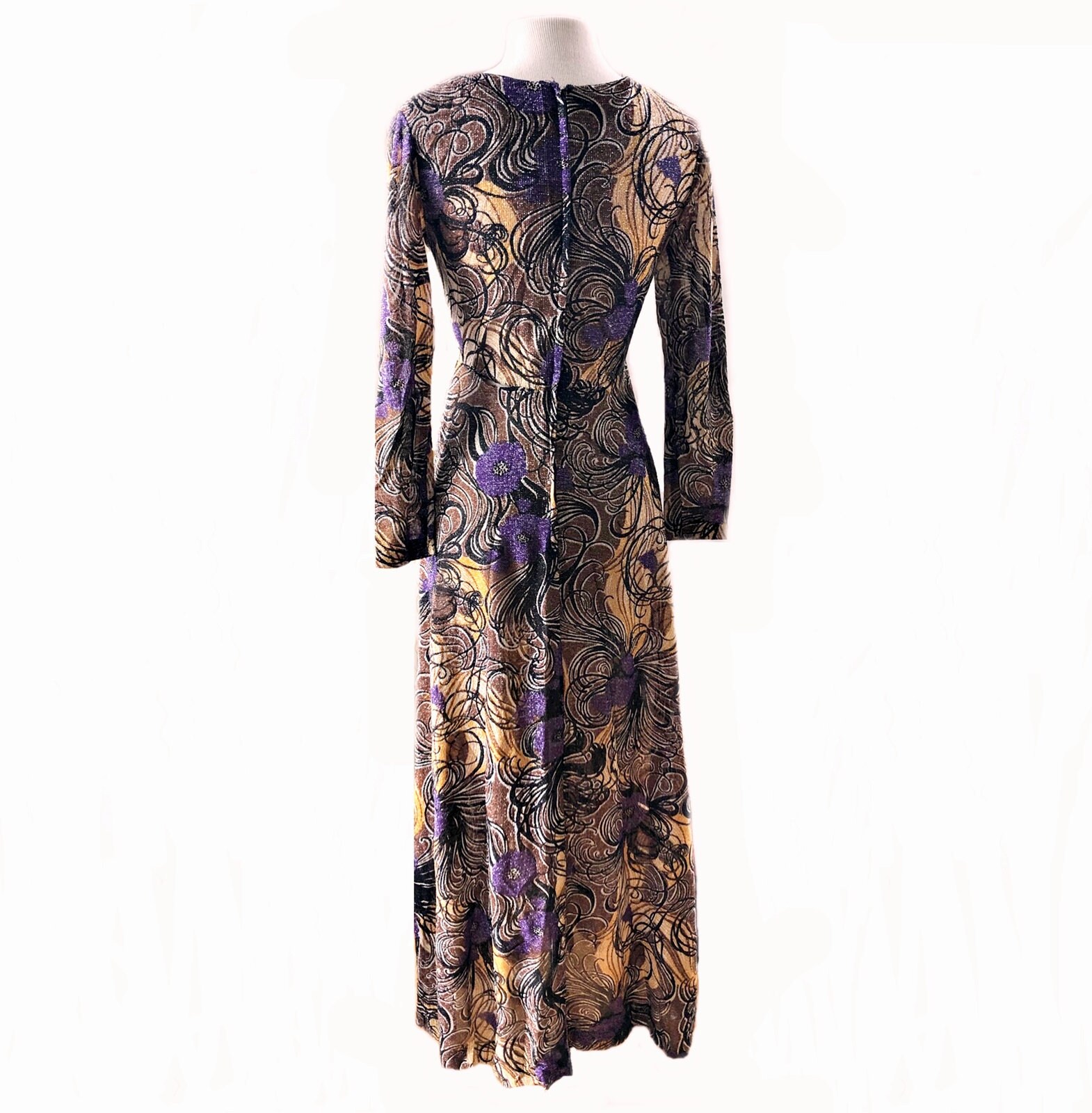 Vintage 70s Lame Maxi Dress/ Glitter Metallic Thread Dress/ Shimmering ...