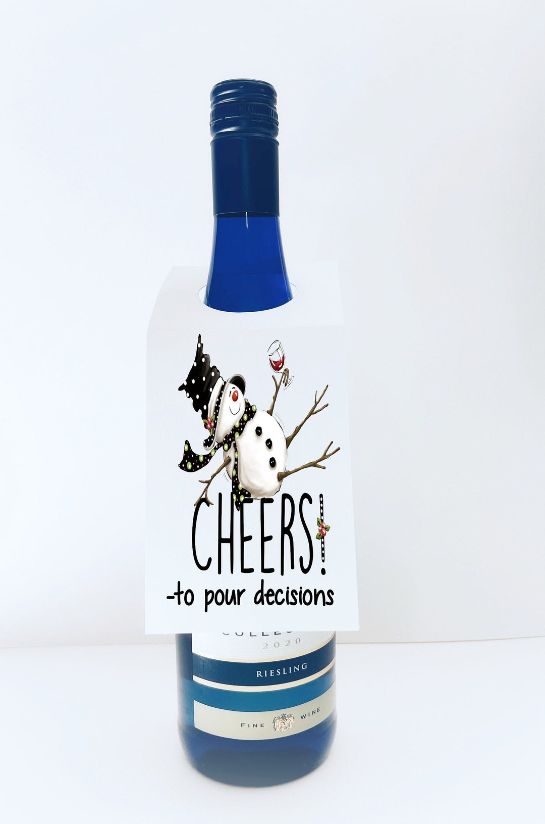 Funny Christmas Wine Gift Tag Printable, Cheers to Pour Decisions ...