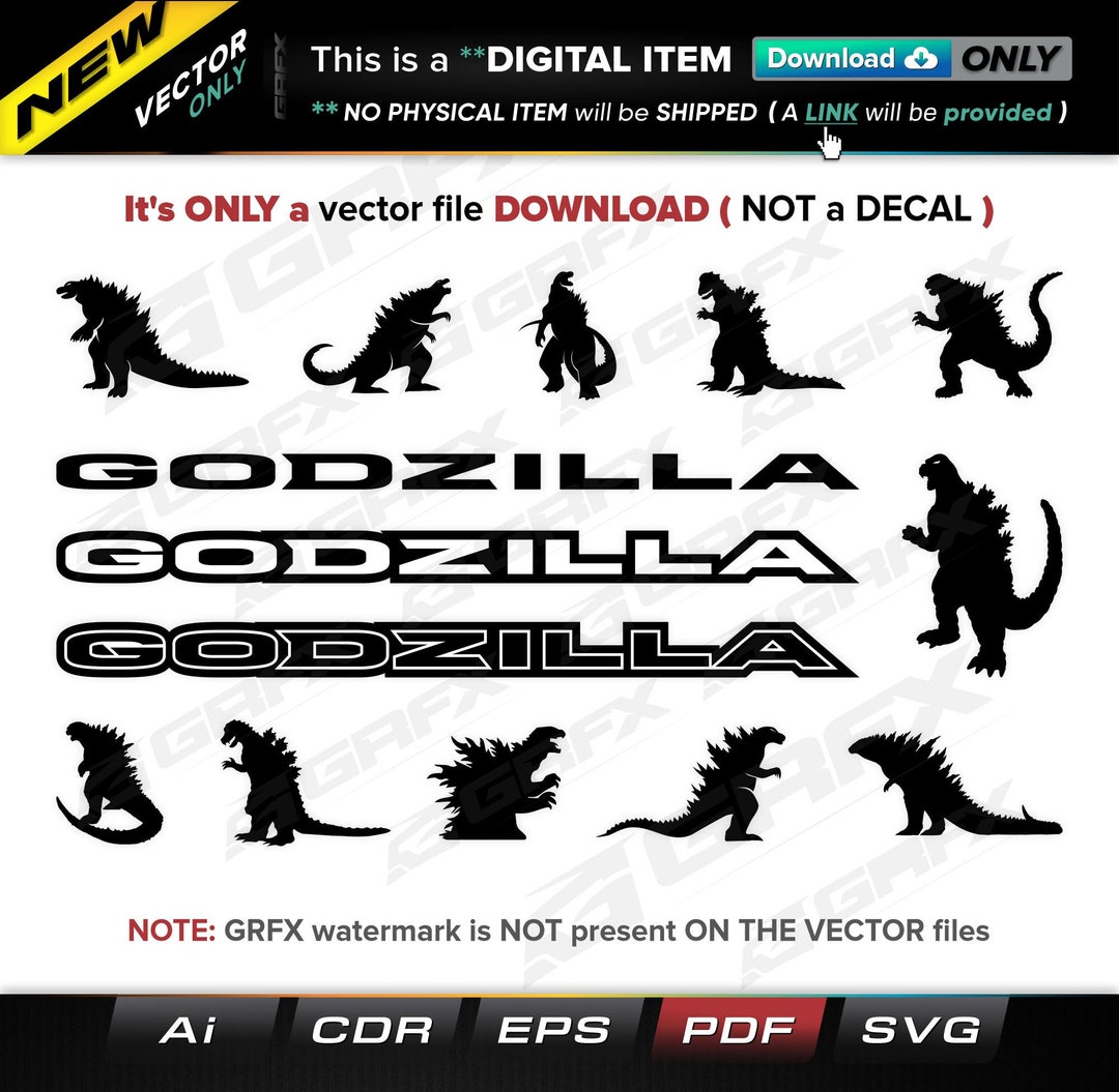 14 Godzilla Vectors Ai Cdr Eps Pdf Svg Instant Download - Etsy